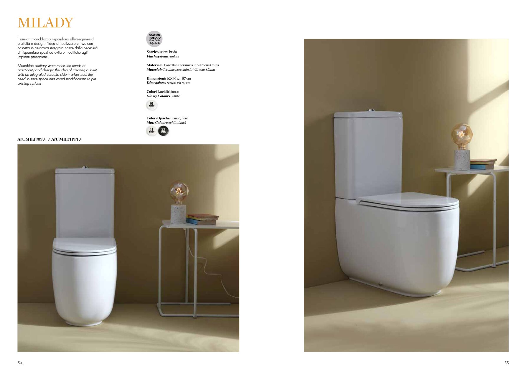MILADY External Vitreous China WC cistern By Olympia Ceramica