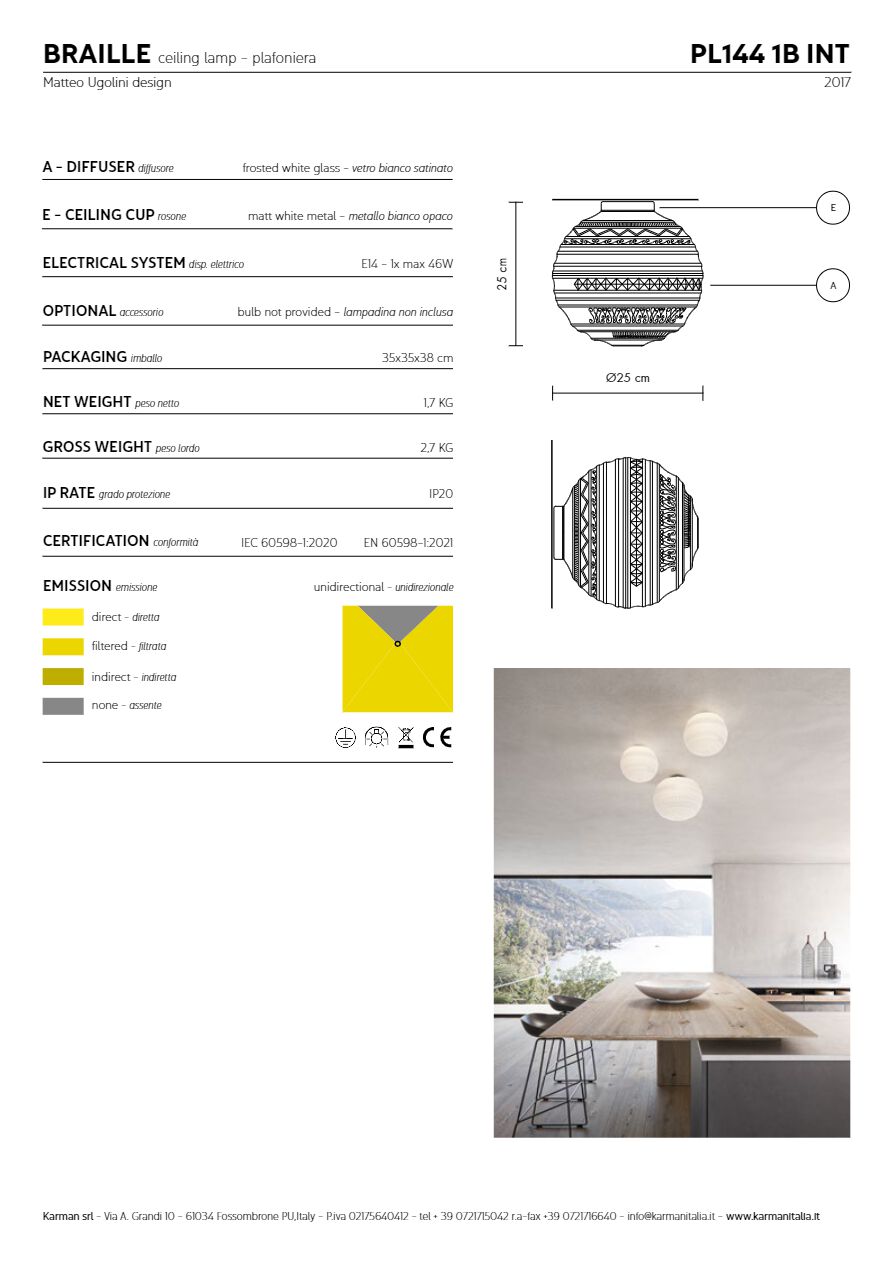 BRAILLE Satin glass wall lamp / ceiling lamp By Karman | design Matteo ...