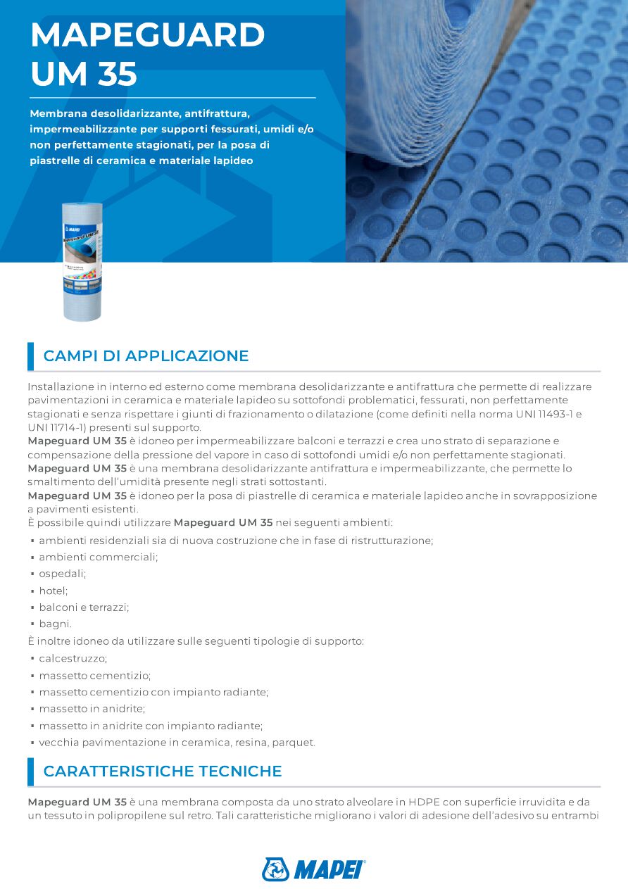 Membrana impermeabilizzante e antifrattura MAPEGUARD UM 35 - MAPEI ...