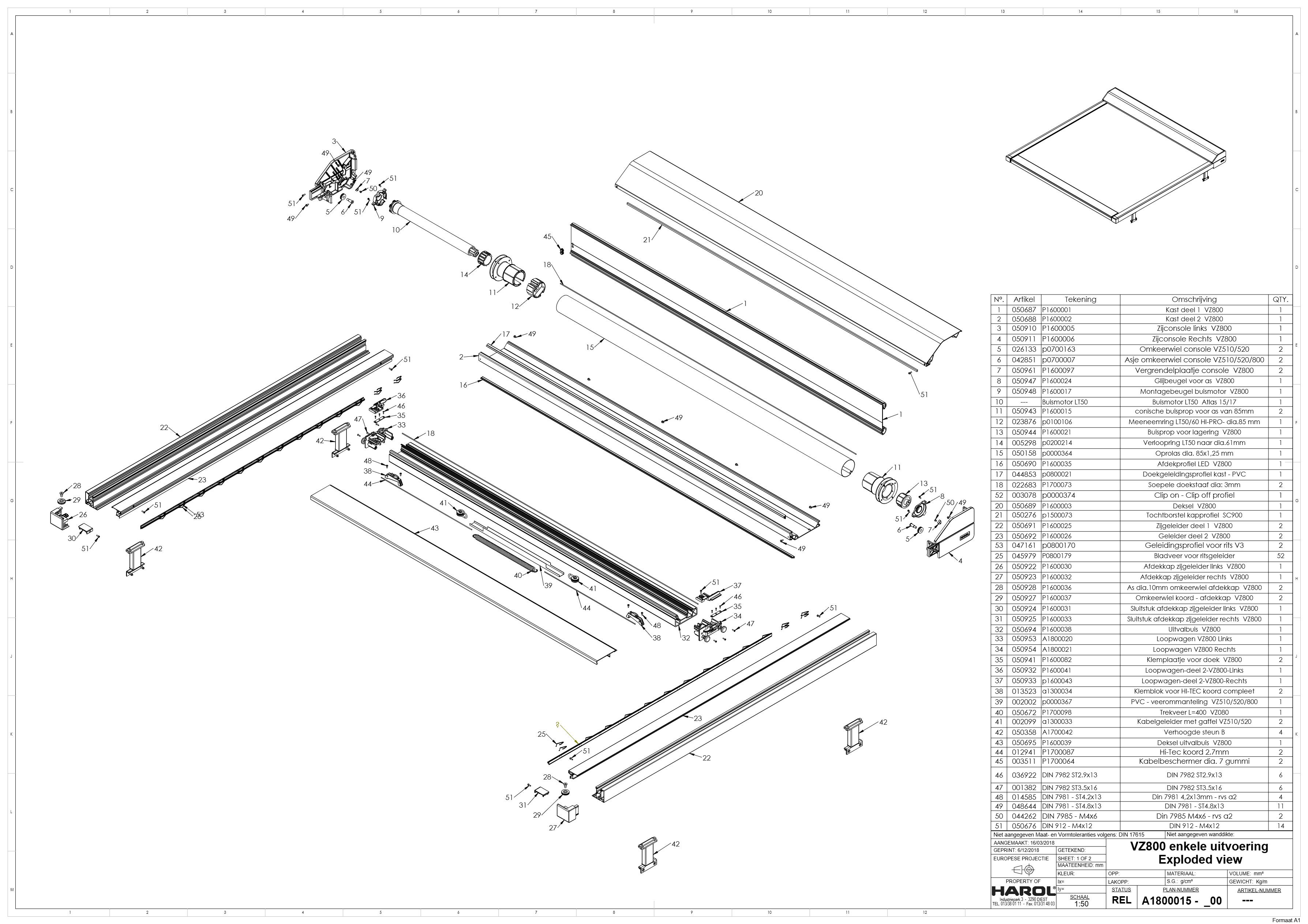 VZ800-ZIP Outdoor fabric blind By Harol