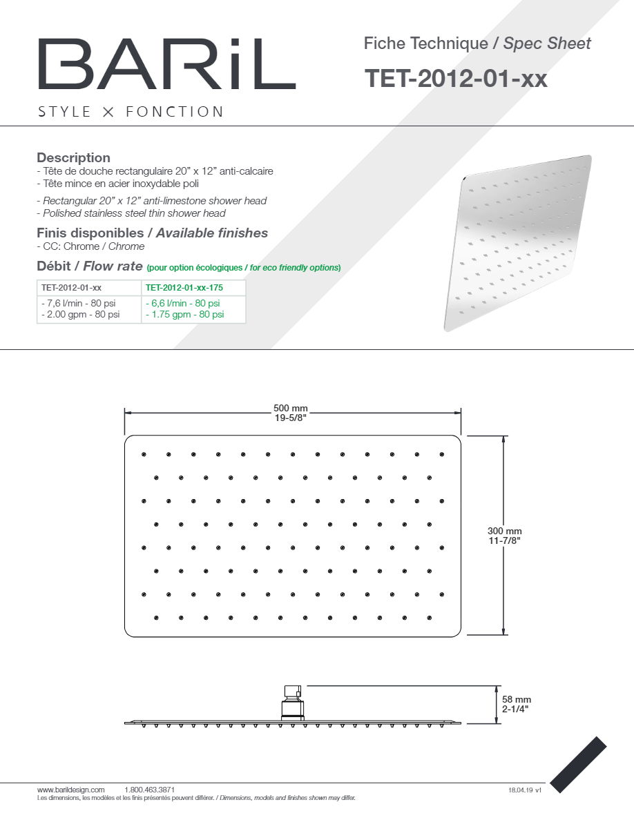 TET-2012-01 Soffione doccia By BARIL