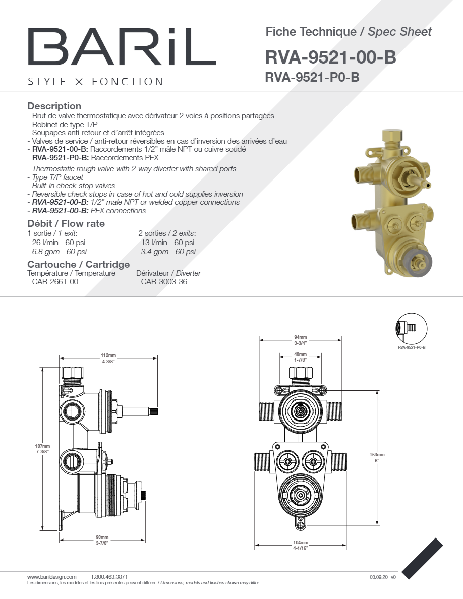 RVA-9521-00 Corpo incasso per miscelatore By BARIL