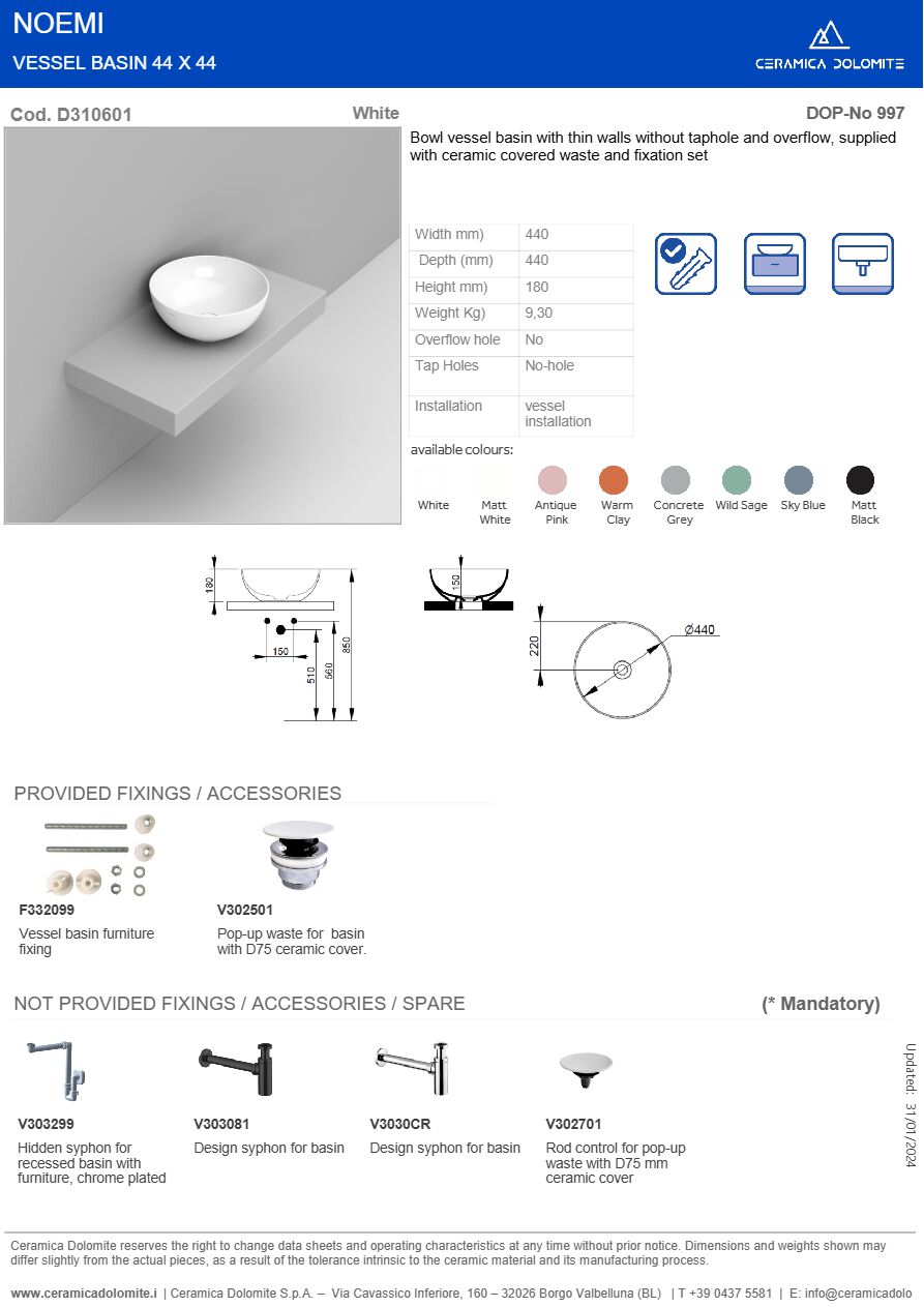NOEMI Waschbecken By Ceramica Dolomite