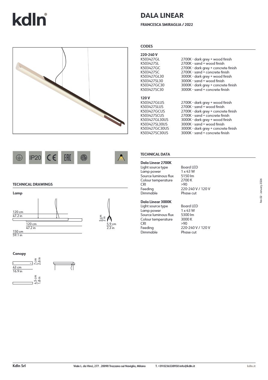 DALA LINEAR Lámpara colgante LED By KDLN | design Francesca Smiraglia