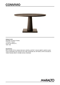 Round oak table CONVIVIO By Maxalto design Antonio Citterio