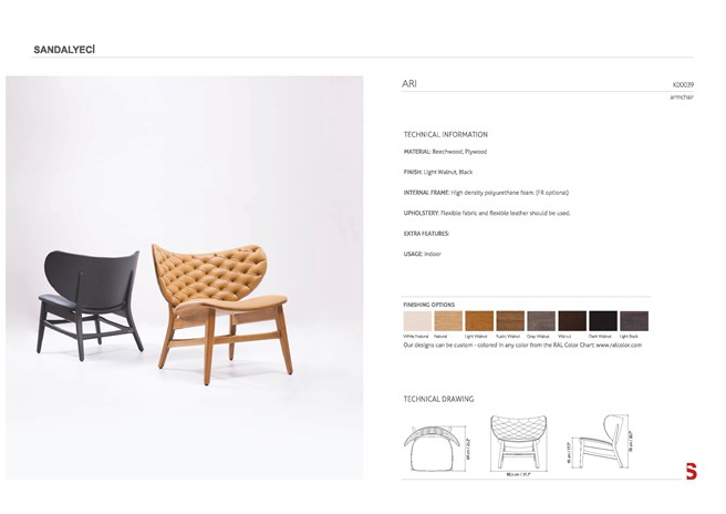 Tufted upholstered leather armchair ARI By Sandalyeci