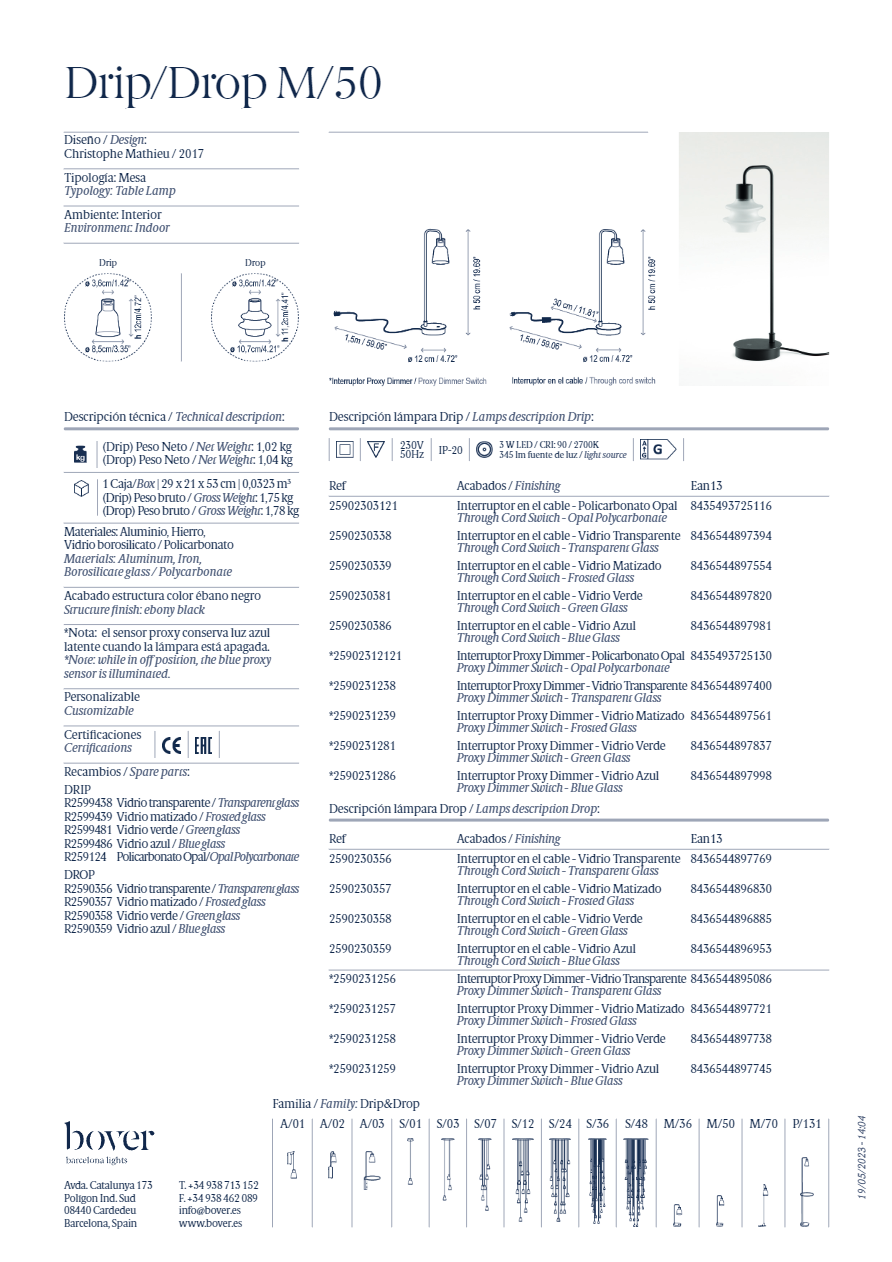 DROP M/50 台灯 By BOVER