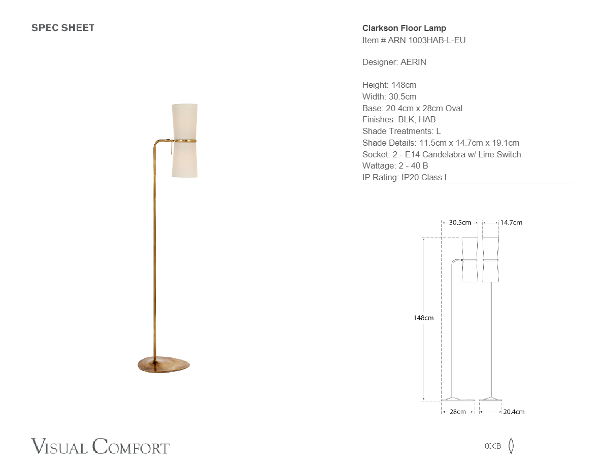 CLARKSON Floor lamp By Visual Comfort Europe