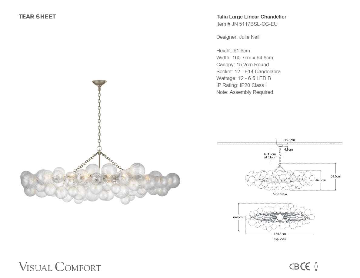 Talia Lámpara colgante de vidrio By Visual Comfort Europe