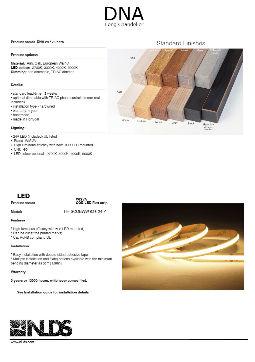 DNA-S HORIZONTAL Lámpara colgante LED de madera maciza By Next Level ...