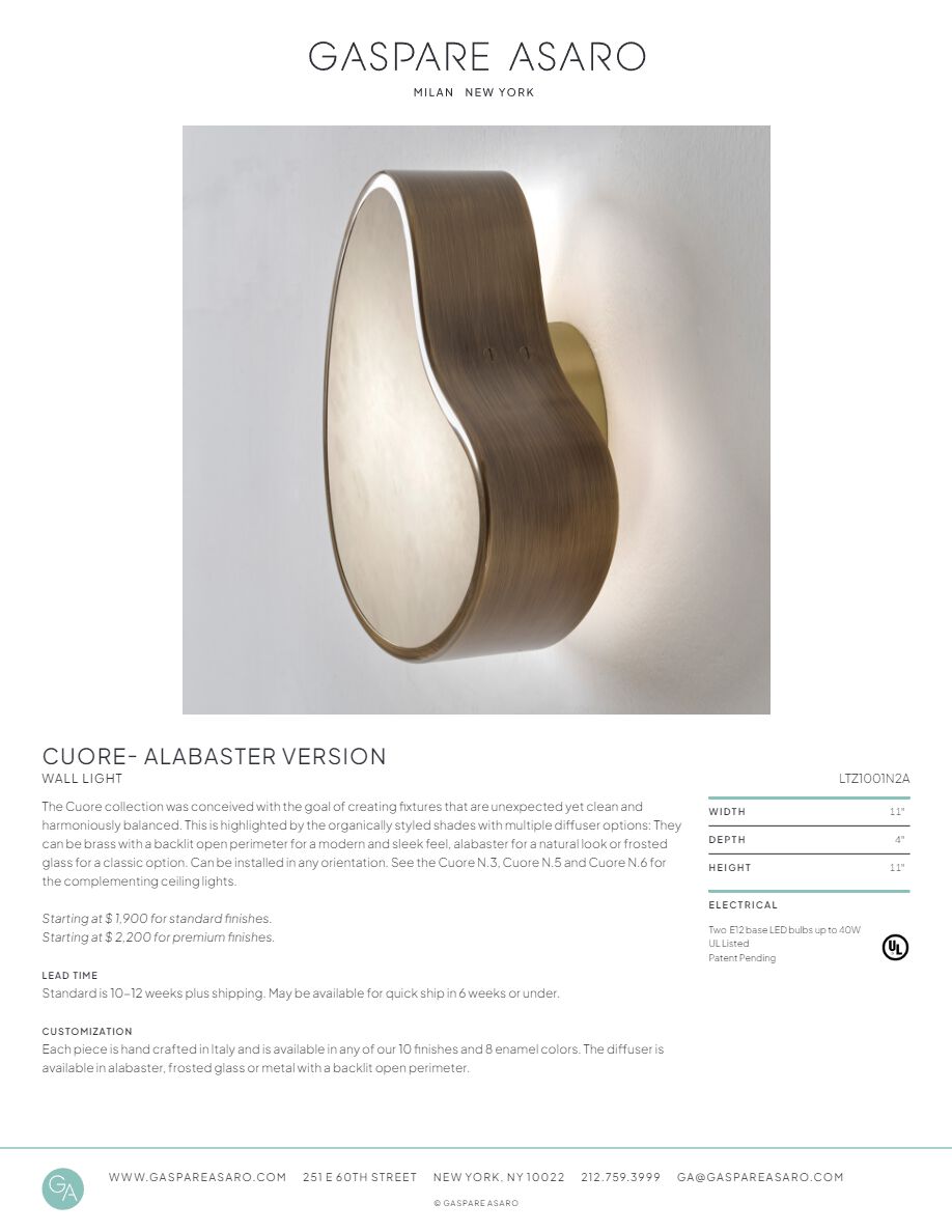 CUORE Wall lamp By GASPARE ASARO