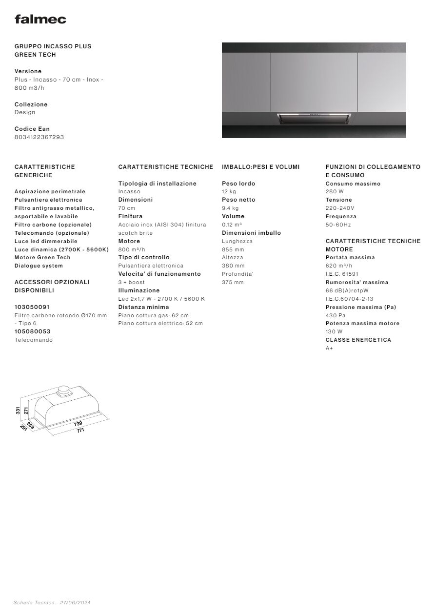 GRUPPO INCASSO PLUS GREEN-TECH Cappa By Falmec