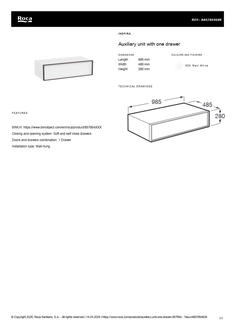 UNIK A857852 Bathroom cabinet By Roca