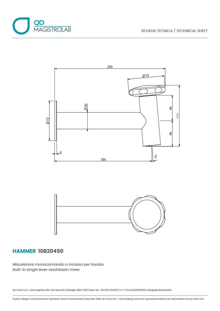 HAMMER 10B20450 Waschtisch-Mischbatterie By QD Magistro Lab