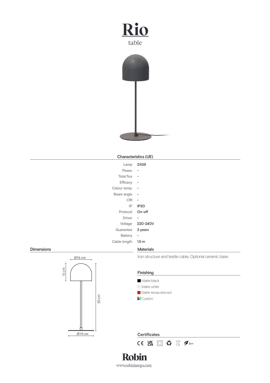 RIO Lampada da tavolo By Robin