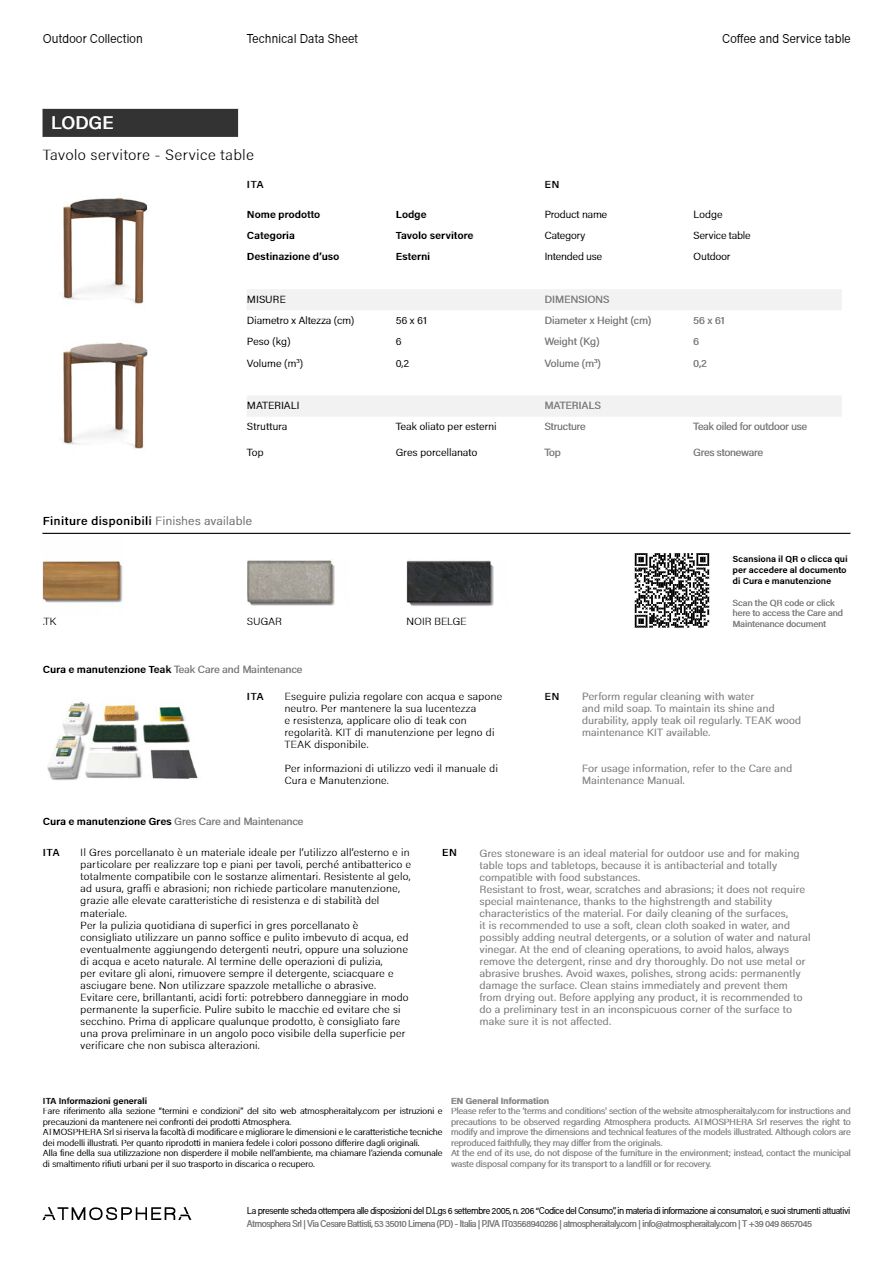LODGE .25 Low round garden side table By Atmosphera
