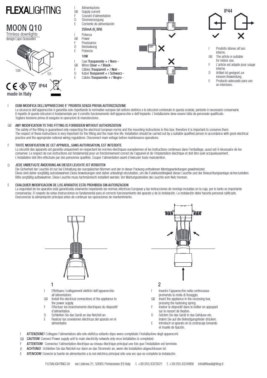 MOON Q10 Spot pour plafond encastrable By Flexalighting