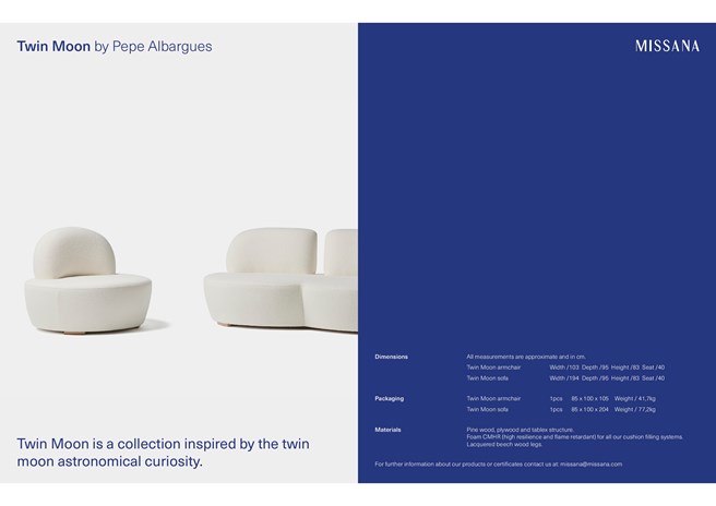 TWIN MOON 2 seater fabric sofa By Missana | design Pepe Albargues