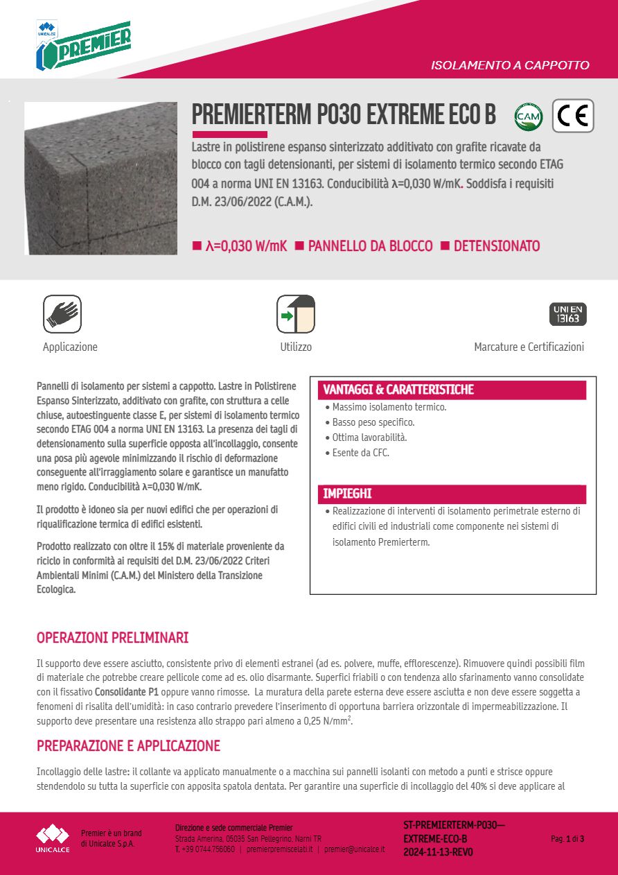 PREMIERTERM P030 EXTREME ECO B Pannelli di isolamento per sistemi a ...