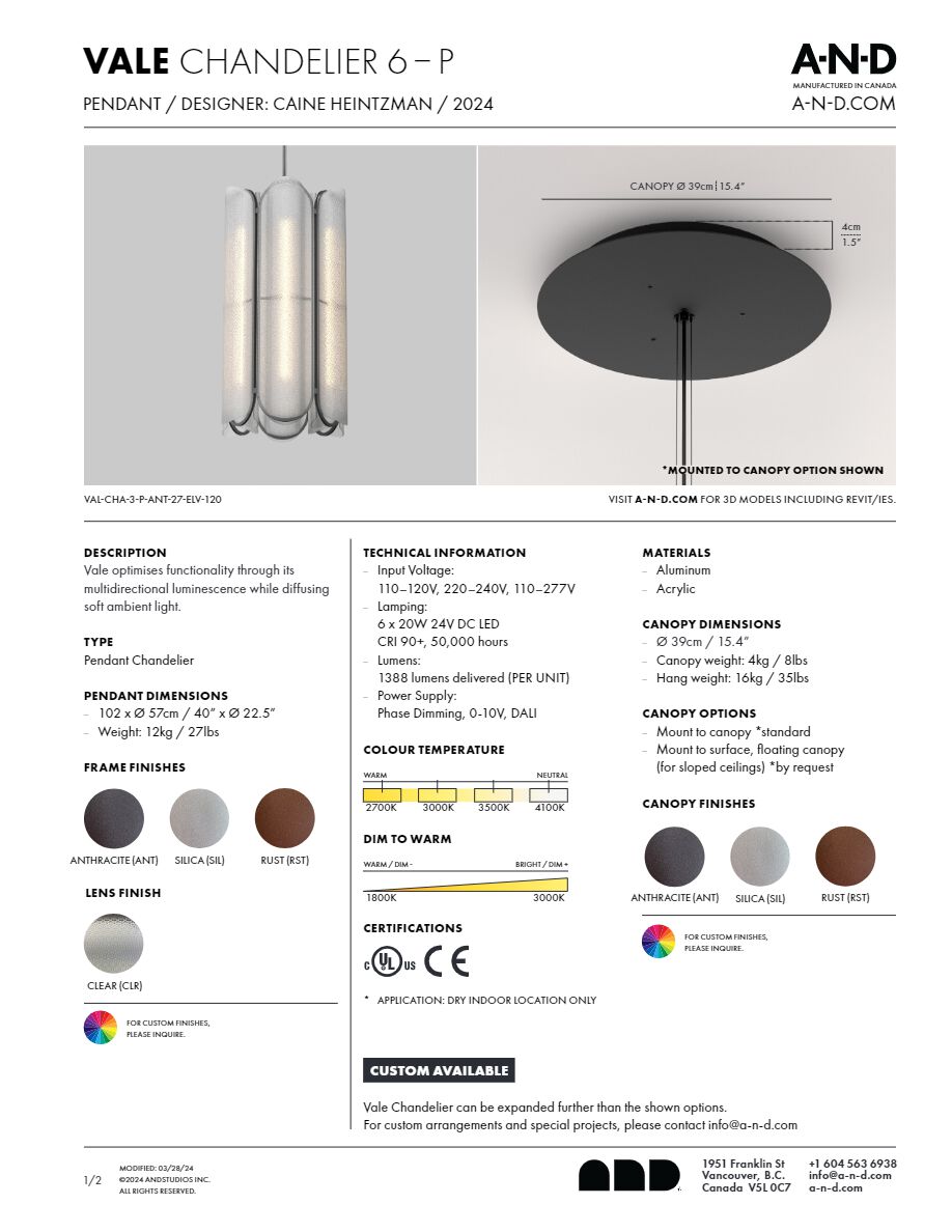 VALE Pendant lamp By A-N-D | design Caine Heintzman
