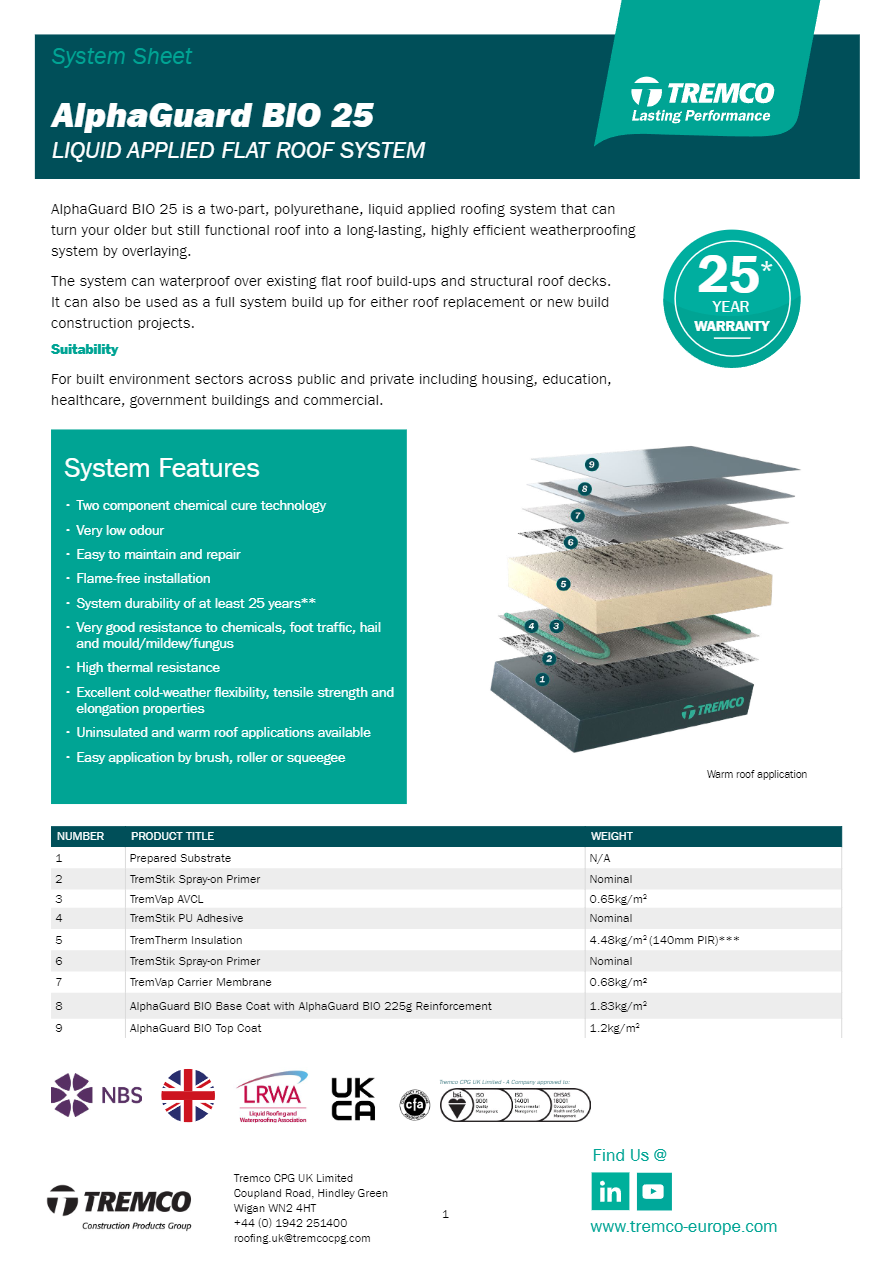 ALPHAGUARD BIO 25 Impermeabilizzazione liquida By Tremco CPG Europe