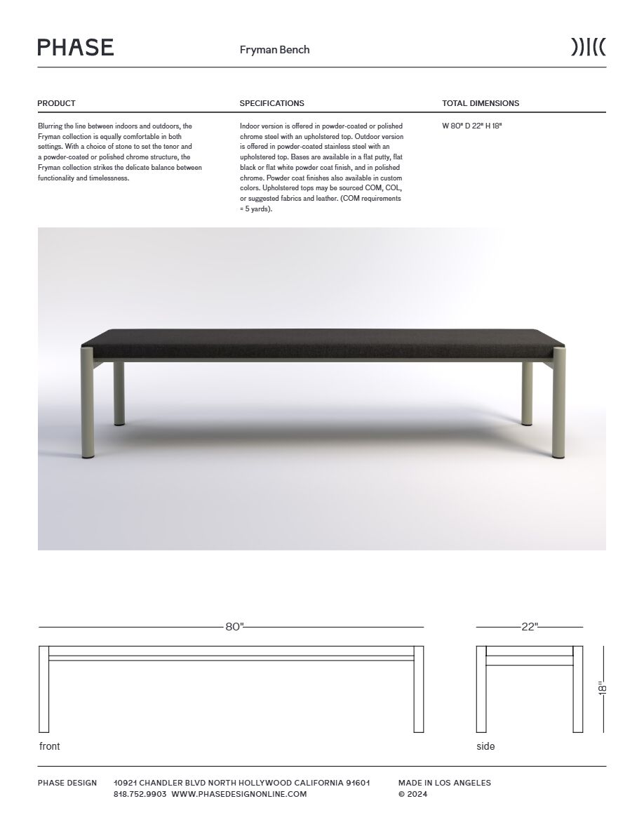 FRYMAN Bench By Phase Design