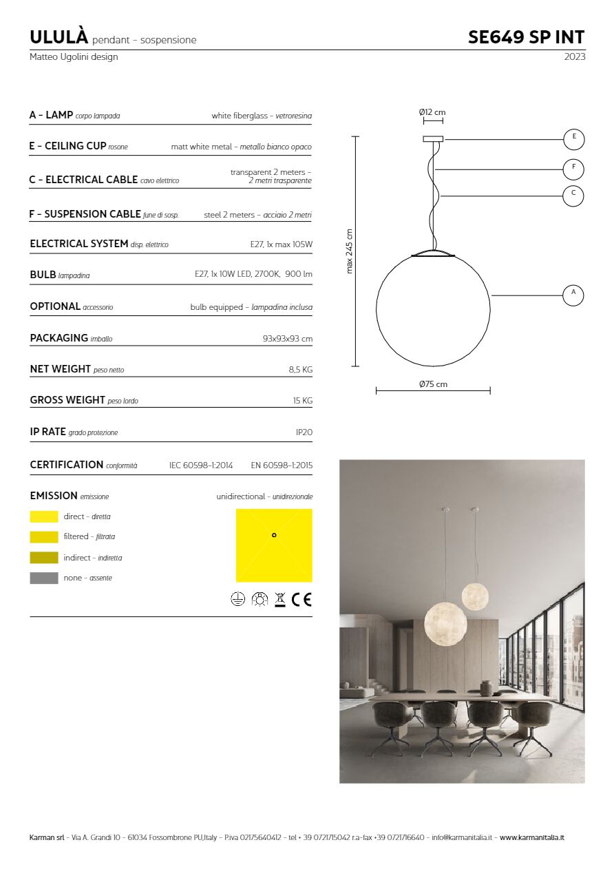 ULULÌ - ULULÀ Fiberglass pendant lamp By Karman | design Matteo Ugolini