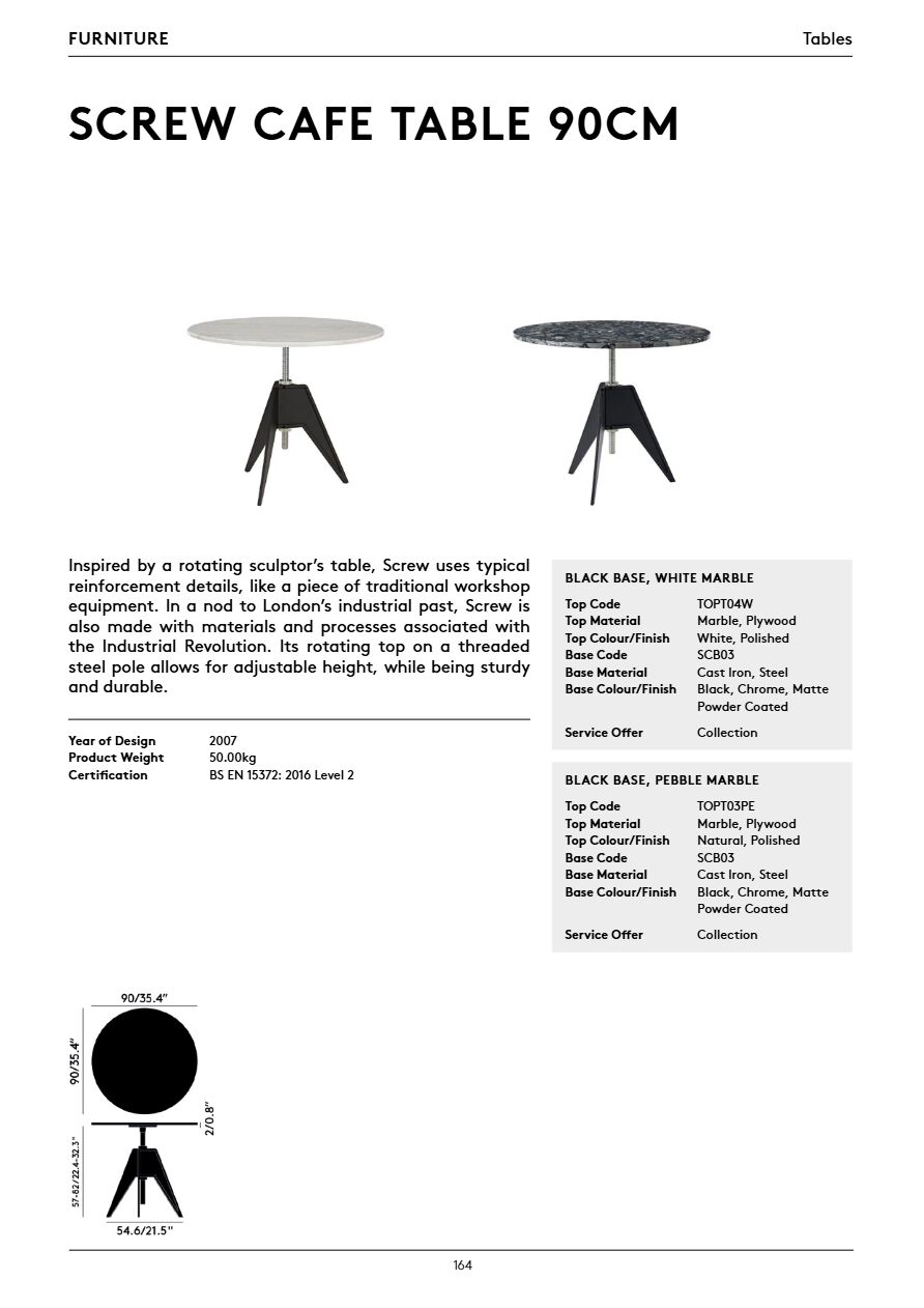 SCREW CAFE TABLE Height-adjustable round marble coffee table By Tom ...